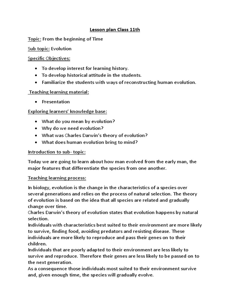 Lesson Plan Class 7th | PDF