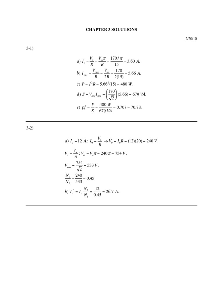 Hart Chapter 3 Solutions | PDF | Electrical Network | Rectifier