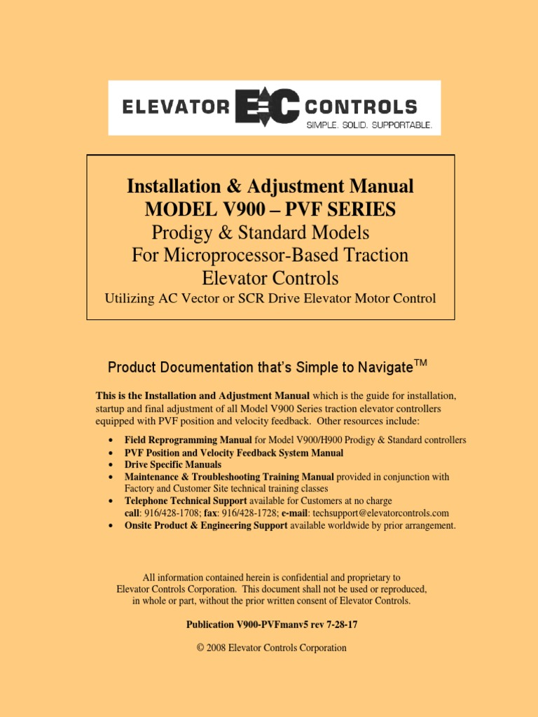 EC V900-PVFmanv5 Prodigy & Standard Rev7!28!17 | PDF | Power Supply | Elevator