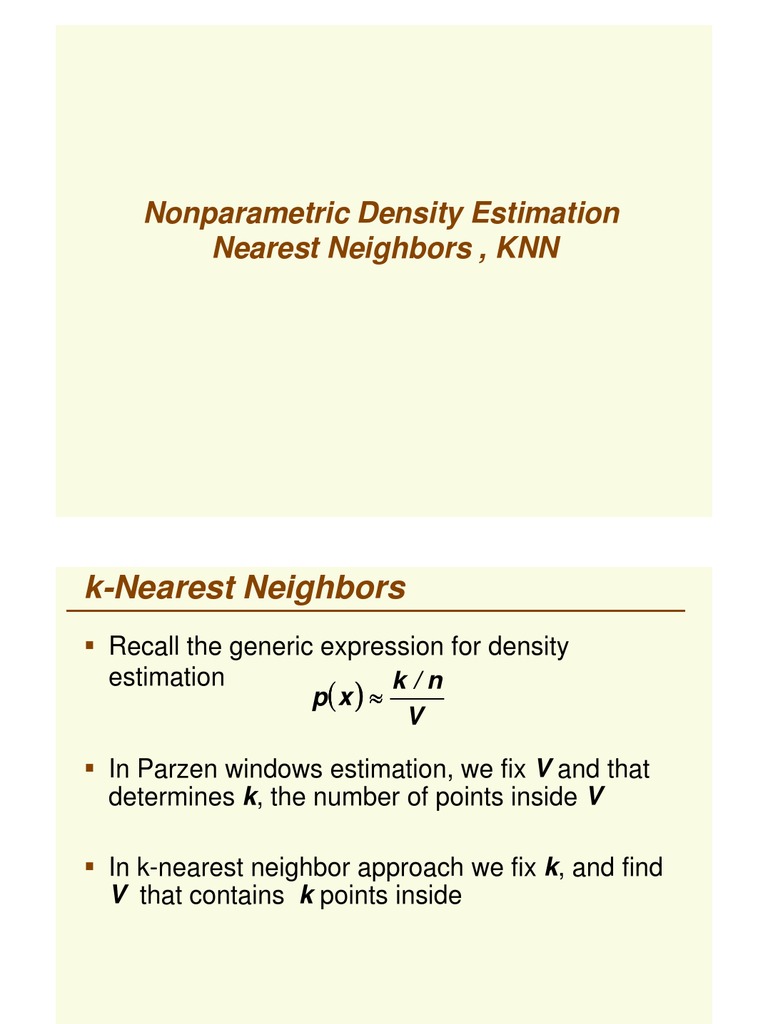 Nonparametric Density Estimation Nearest Neighbors, KNN | PDF | Variance | Applied Mathematics