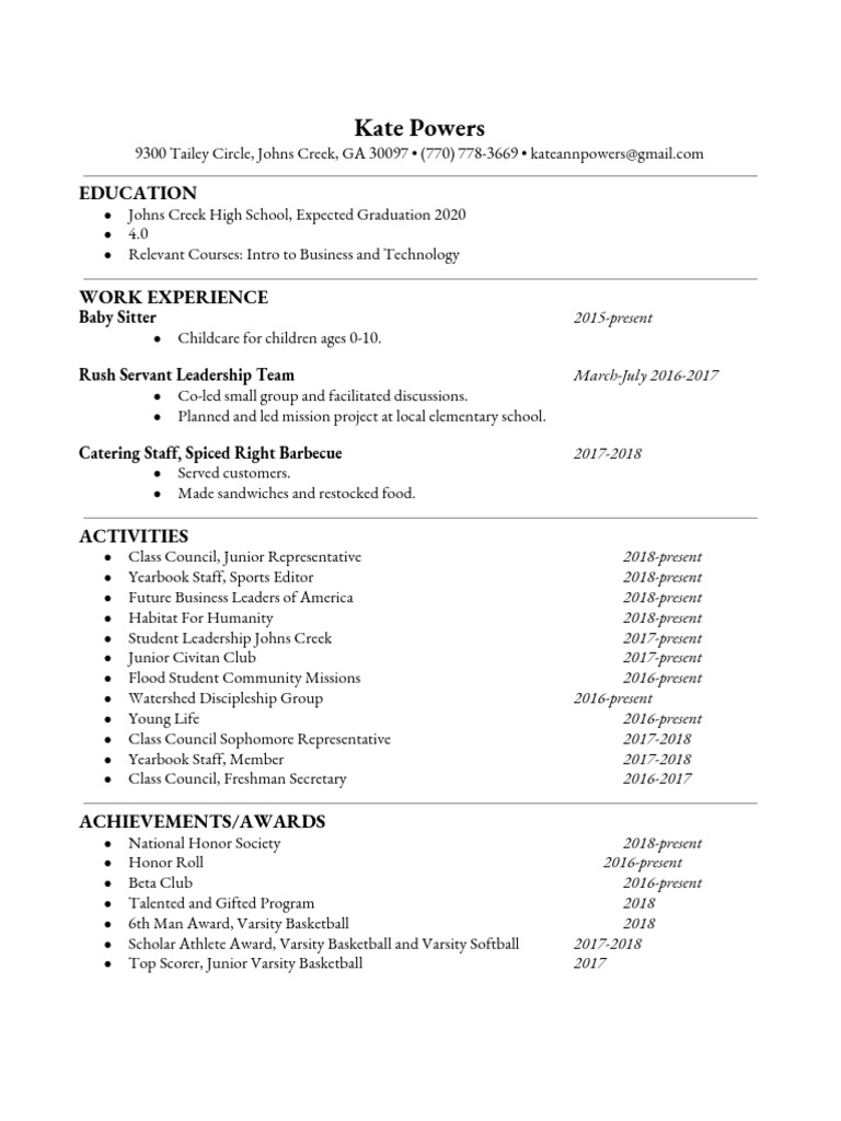 Kate Resume 1 | Download Free PDF | Academia | Students