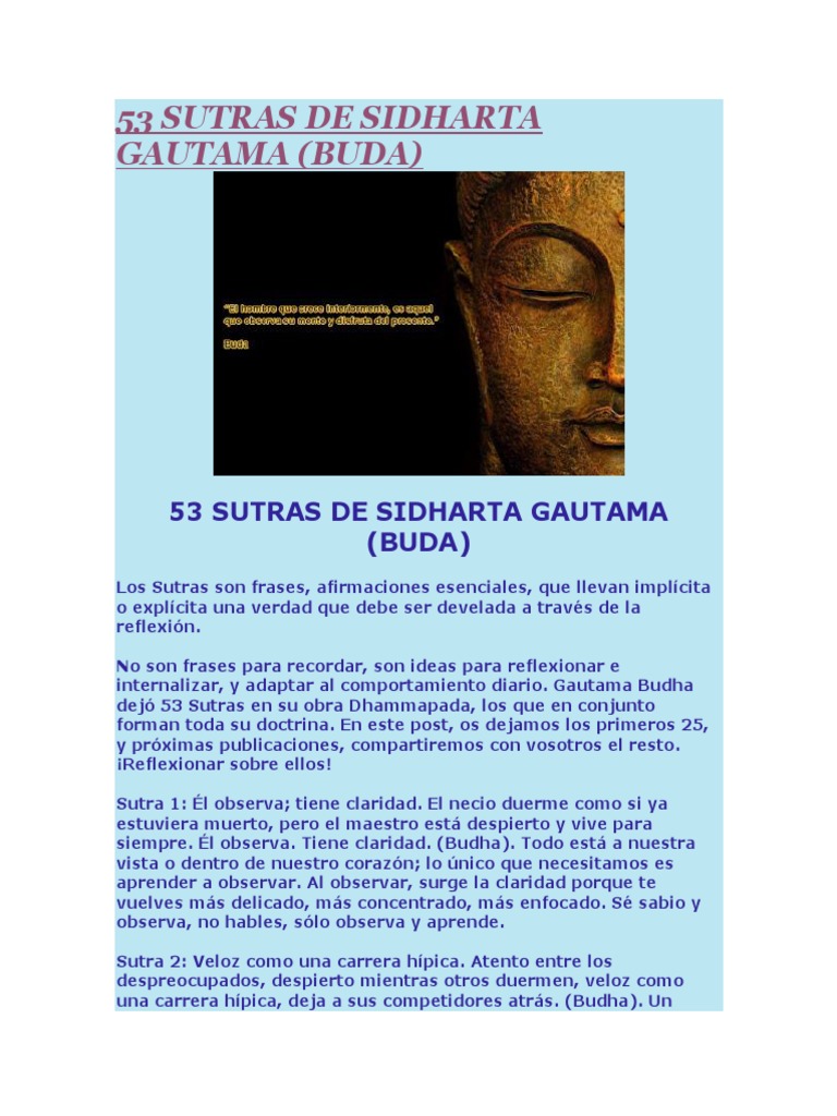 53 Sutras de Sidharta Gautama | PDF | Gautama Buddha | Felicidad