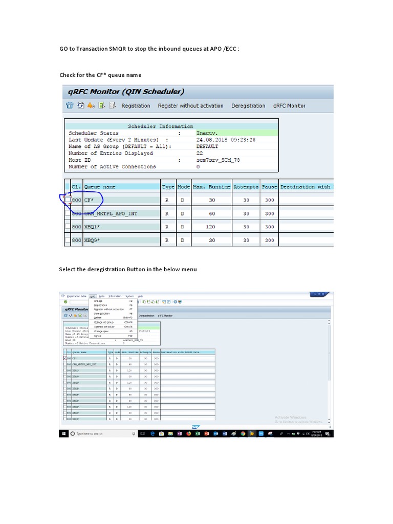 GO To Transaction SMQR To Stop The Inbound Queues at APO /ECC | PDF