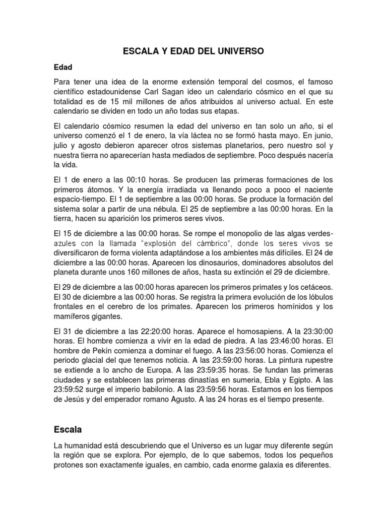 Escala y Edad Del Universo | PDF | Astronomía | Universo