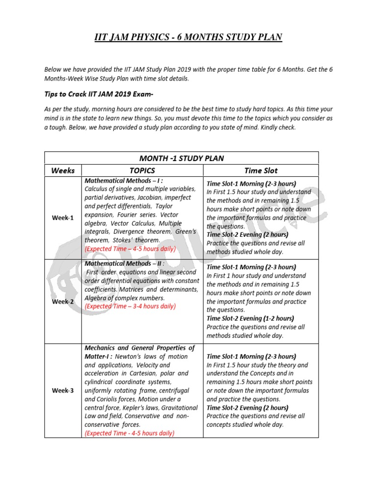 Jam Study Plan And Tips Pdf Waves Theoretical Physics