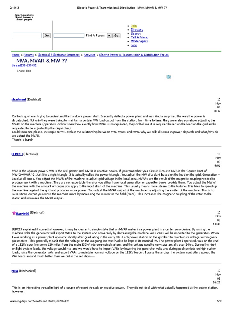 Mvar PDF | PDF | Electric Generator | Electrical Grid