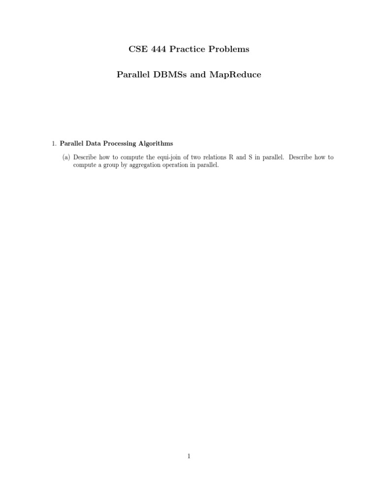 CSE 444 Practice Problems | PDF