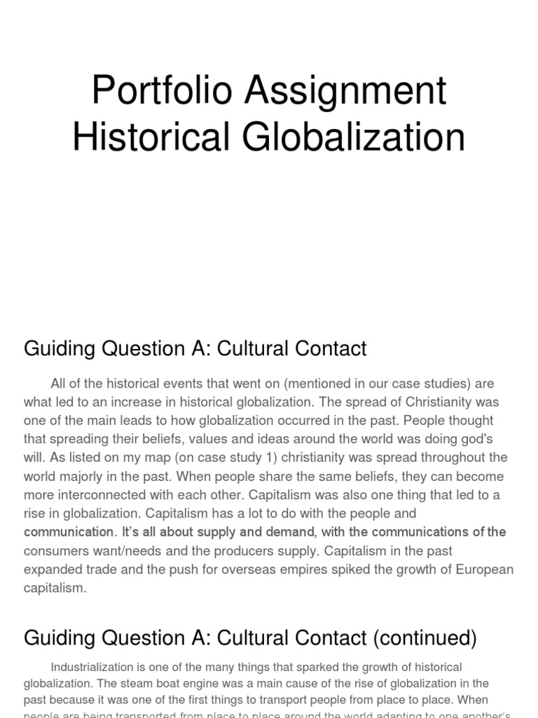Portfolio Assignment 2 - Historical Globalization | PDF | Imperialism ...