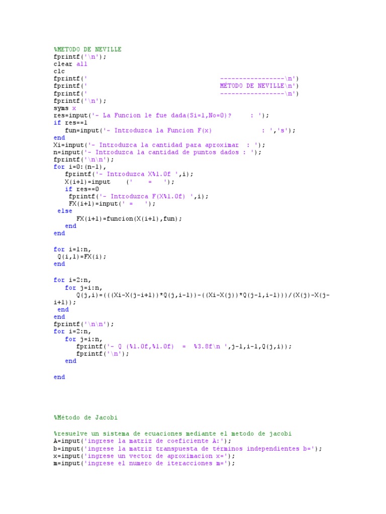 Programas Matlab | PDF | Matemáticas De La Computación | Matemáticas ...