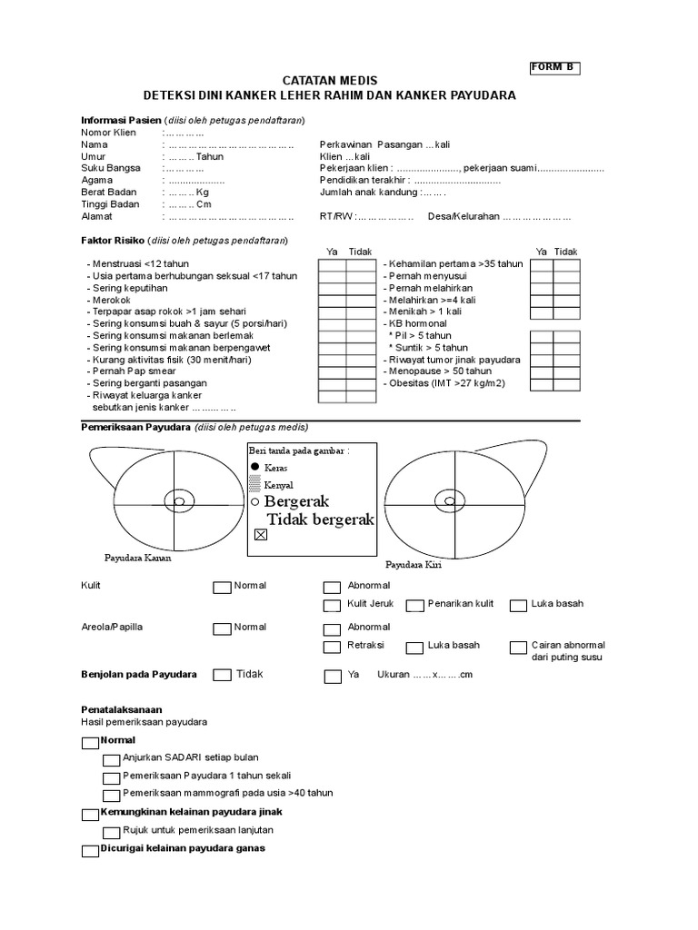 Form Skrining IVA Dan Sadanis Puskesmas | PDF