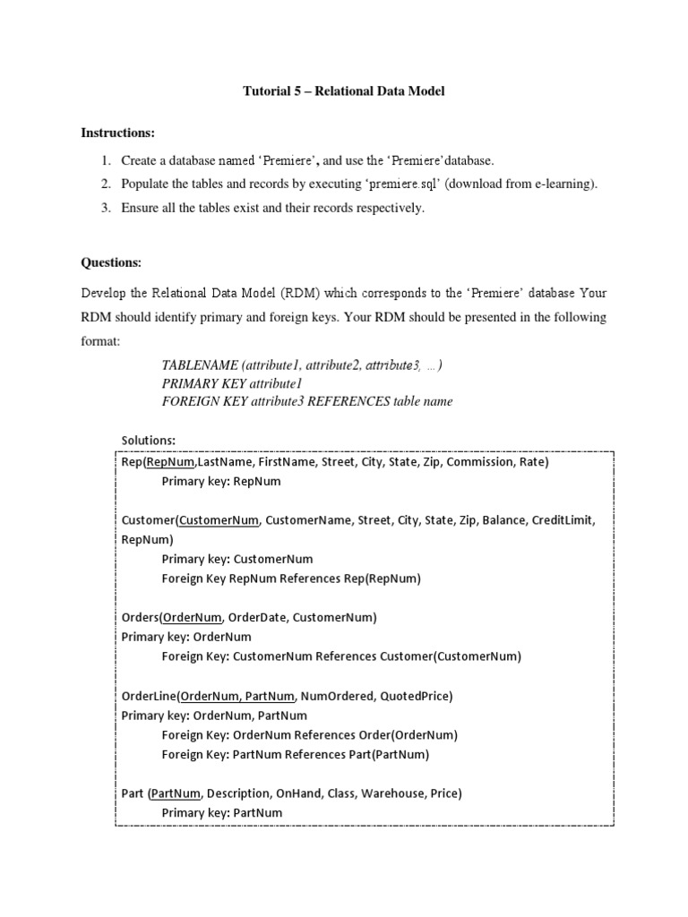 Tutorial 5 - Relational Data Model | PDF