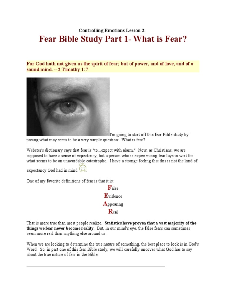 Fear Bible Study Part 1-What Is Fear? | PDF | Jesus | Saint Peter