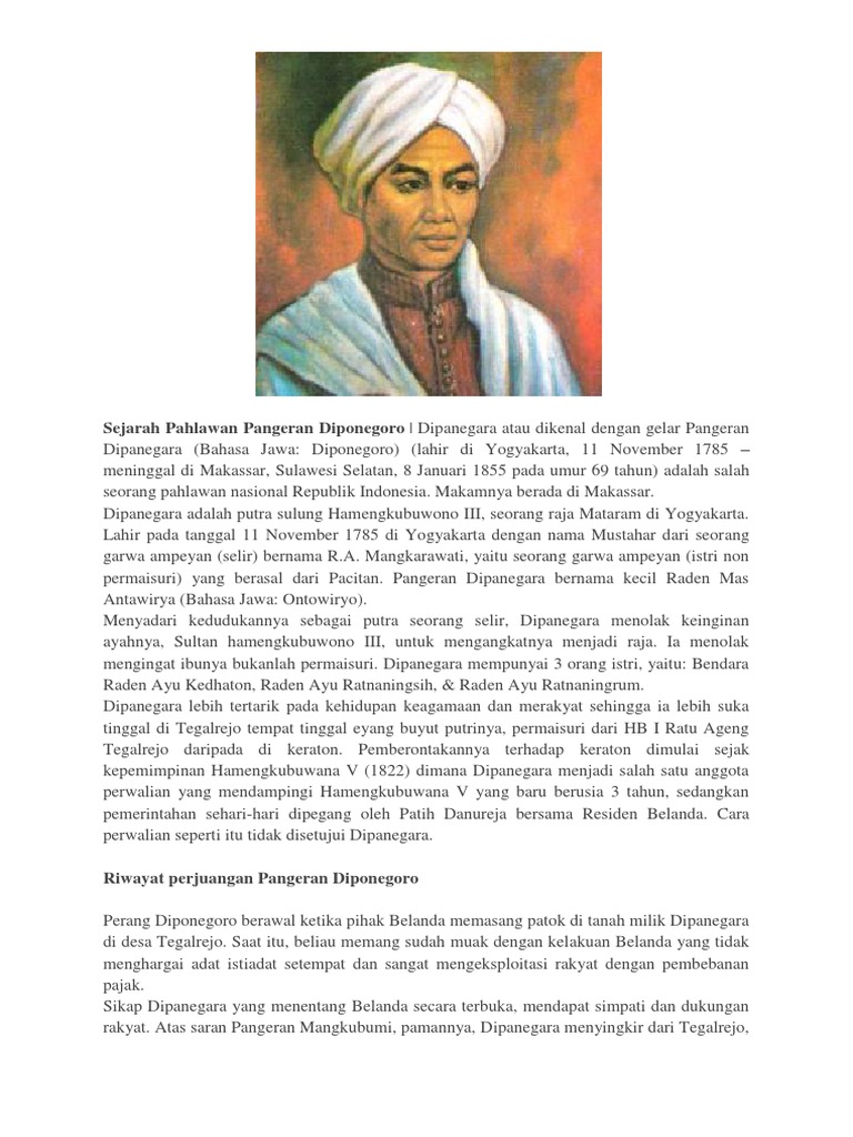 Sejarah Perjuangan Pangeran Diponegoro | PDF | Sejarah