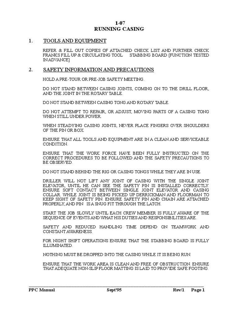 Running Casing | PDF | Elevator | Equipment