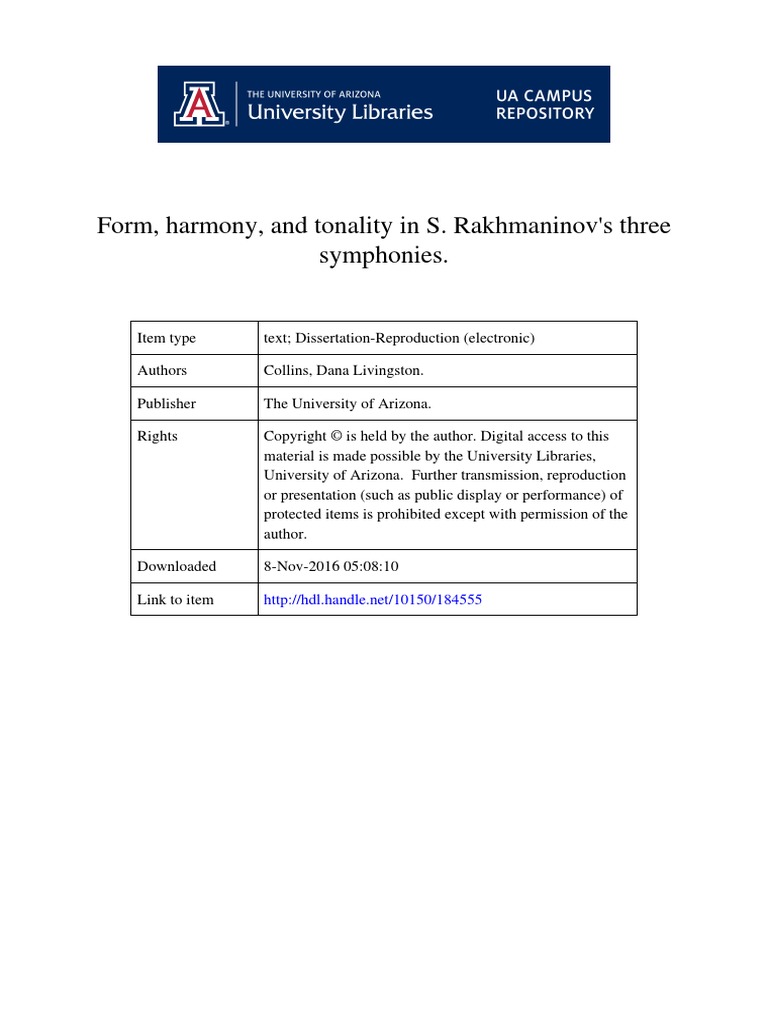 Form, Harmony, and Tonality in S. Rakhmaninov's Three Symphonies | PDF | Chord (Music) | Musicology