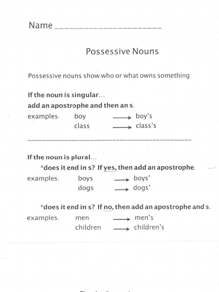Possessive Noun Packet-0 PDF | PDF