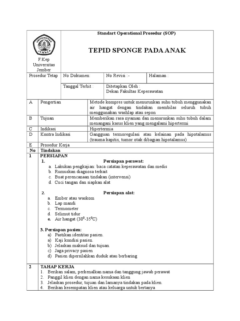 Tepid Sponge Anak | PDF