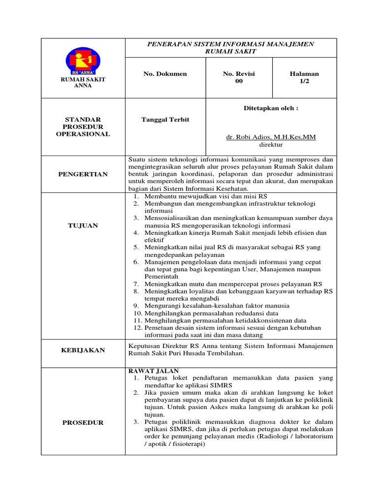 Sop Penerapan Simrs | PDF