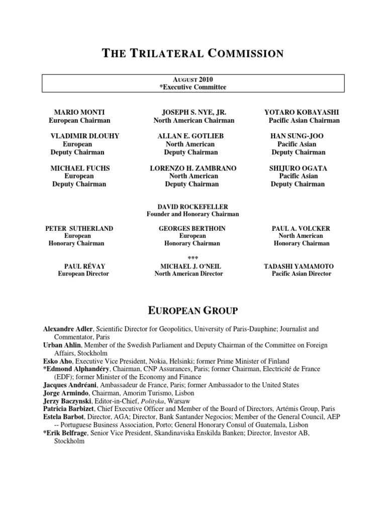 Trilateral Commission Membership List | PDF | Government