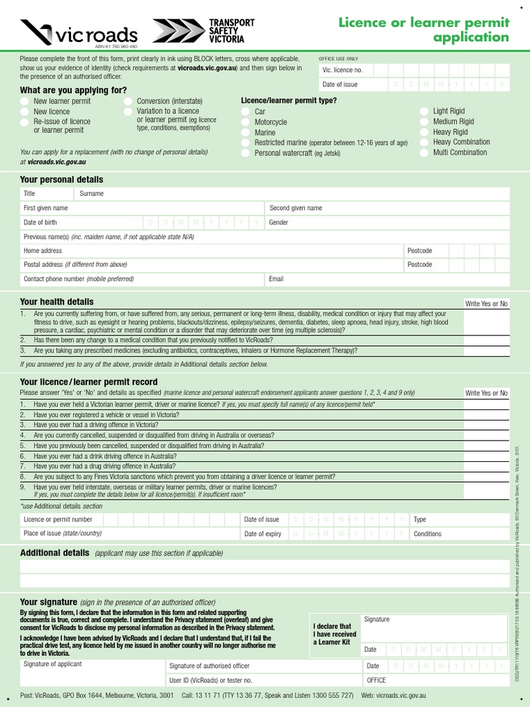 Licence or Learner Permit Application | PDF | Driver's License | Business
