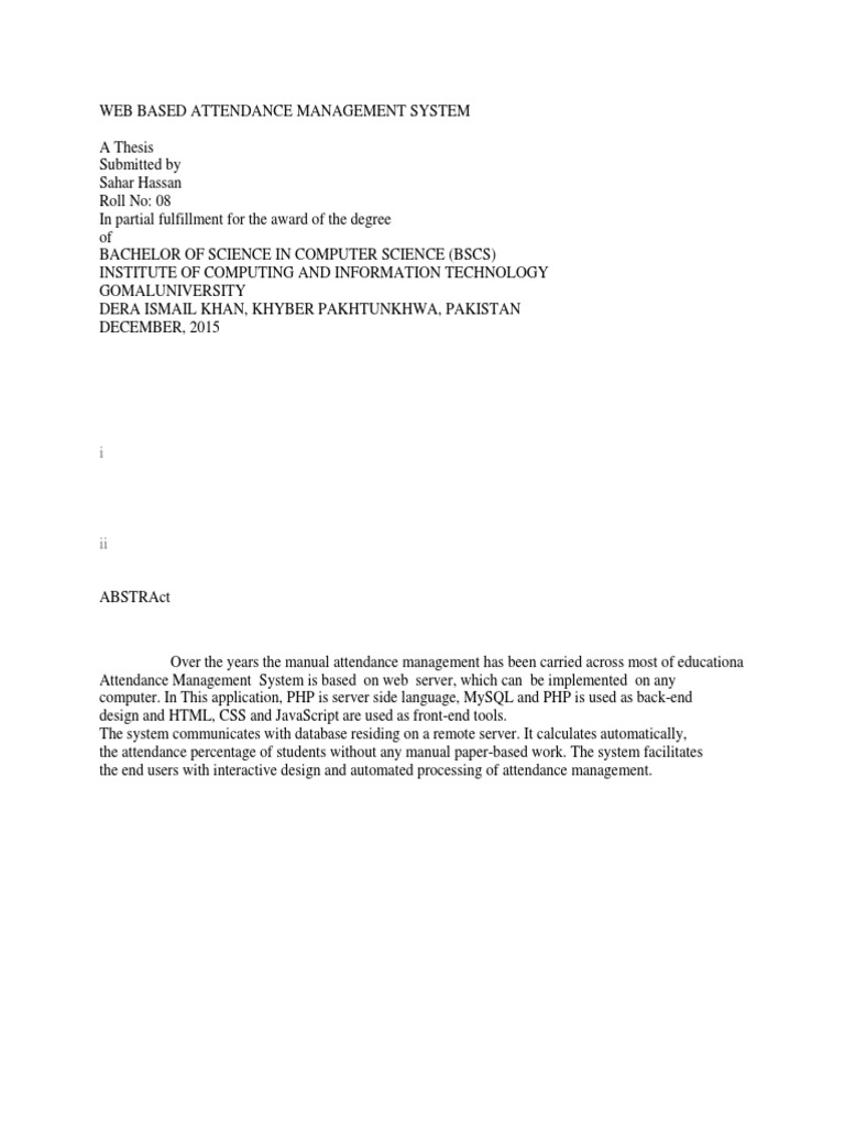 Web Based Attendance Management System | PDF | Bootstrap (Front End ...