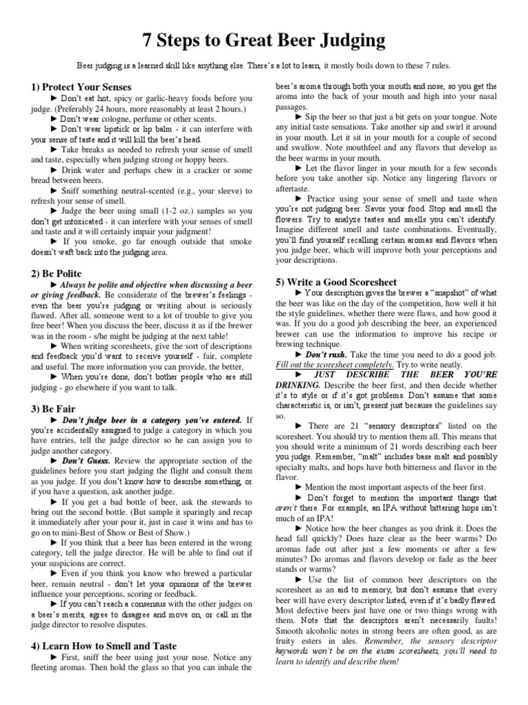 7 Steps To Great Beer Judging | Download Free PDF | Beer | Homebrewing