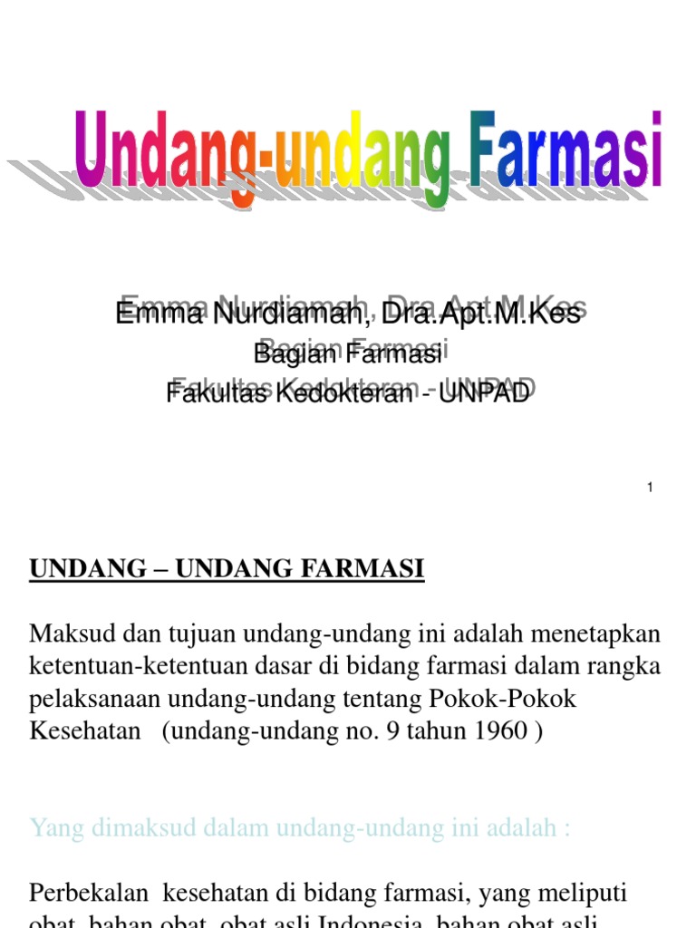 An Overview of Pharmacy Laws and Regulations in Indonesia Including ...