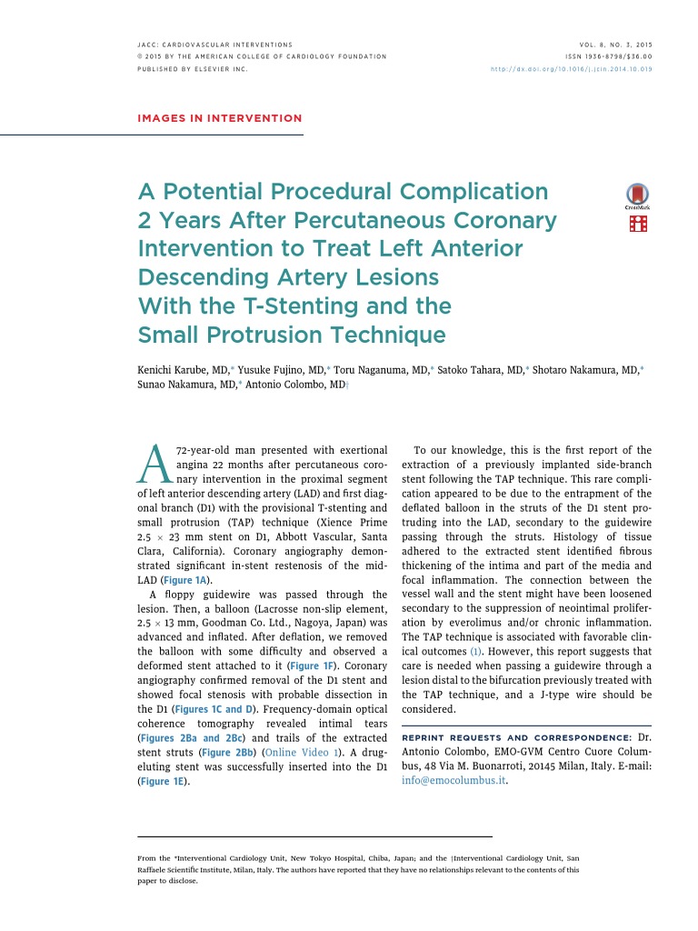Complication Post PCI T - Stenting | PDF | Percutaneous Coronary ...