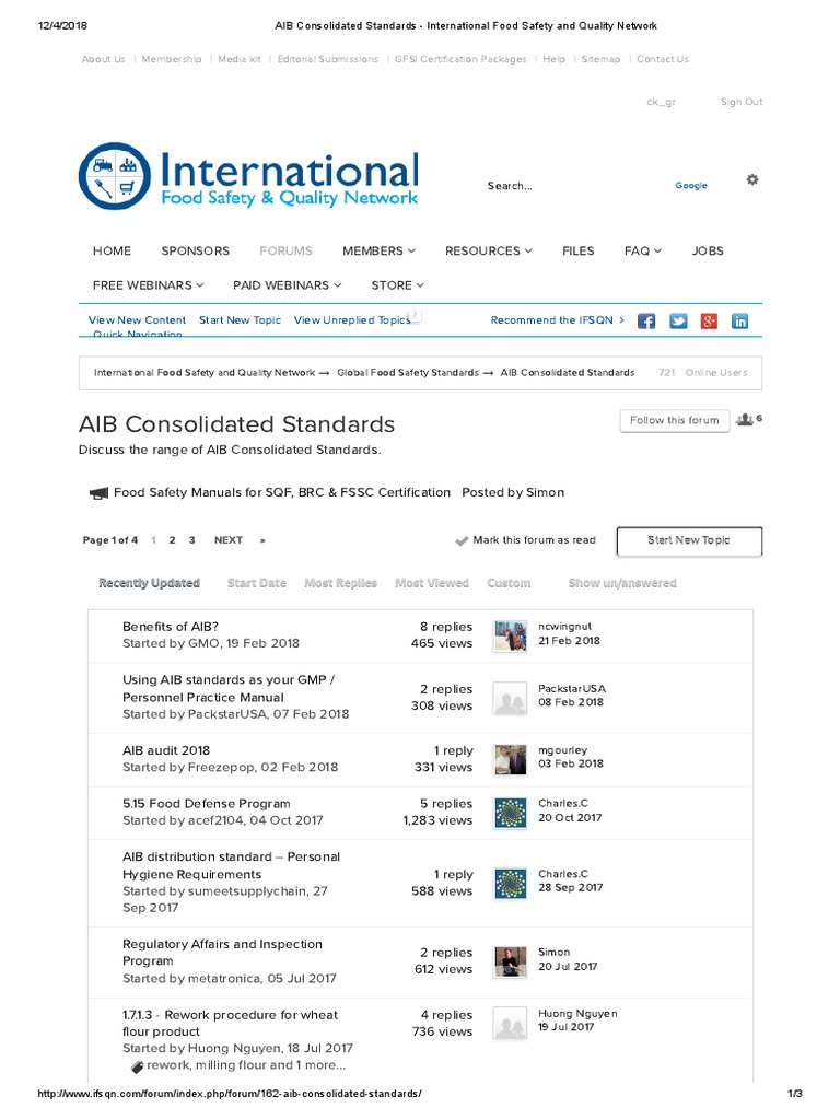 AIB Consolidated Standards - International Food Safety and Quality ...