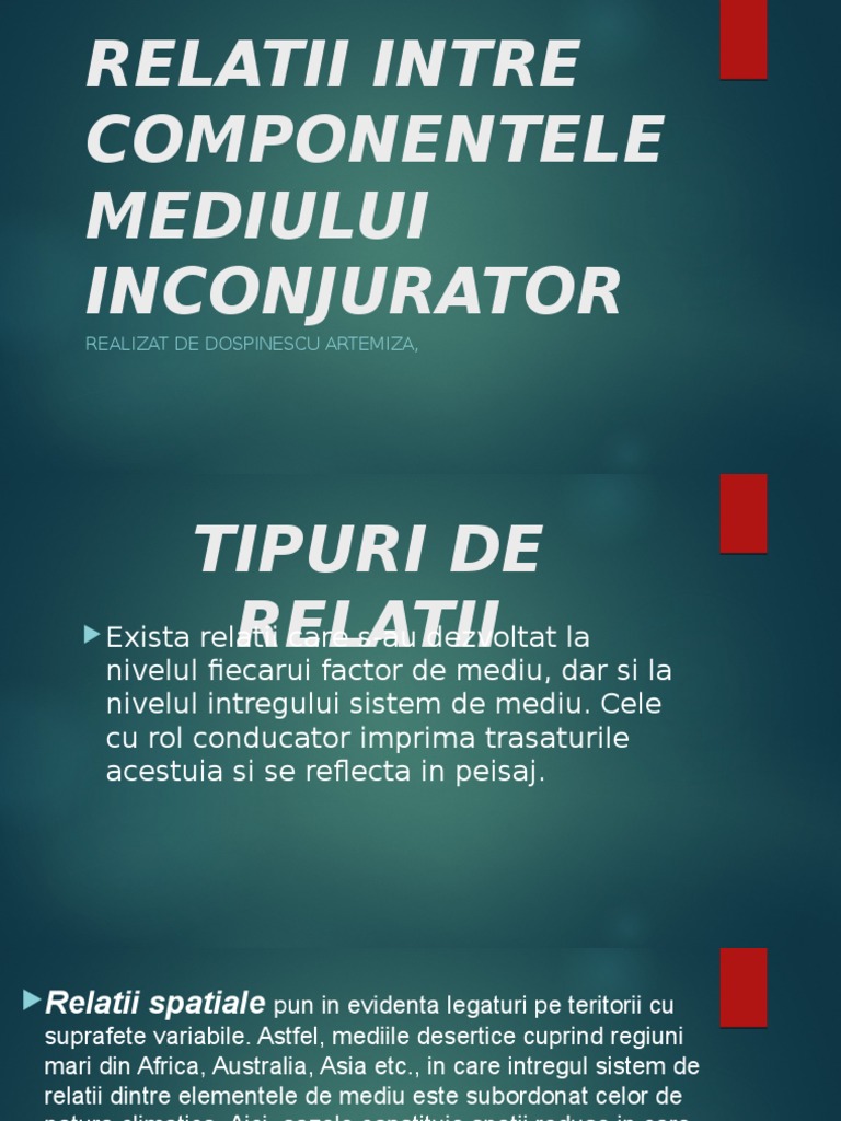 Relatii Intre Componentele Mediului Inconjurator | PDF
