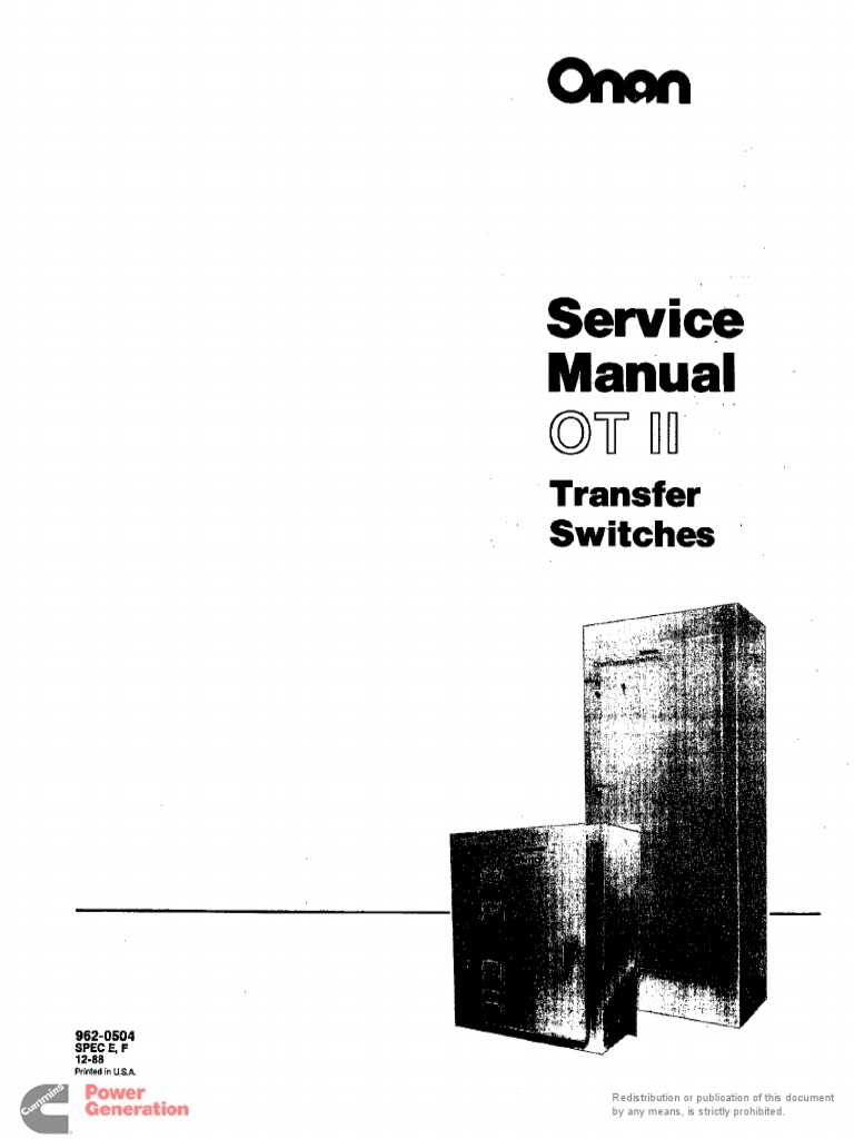 OT II Transfer Switch Service Manual | PDF | Rectifier | Relay