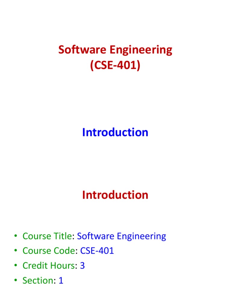 Software Engineering - Lecture 1 | PDF | Software Quality | Software ...