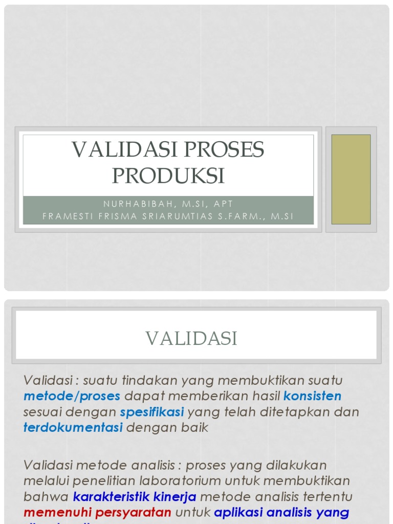Validasi Proses Produksi-Revised | PDF