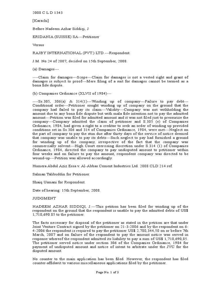 Conditional Order | PDF | Liquidation | Lawsuit