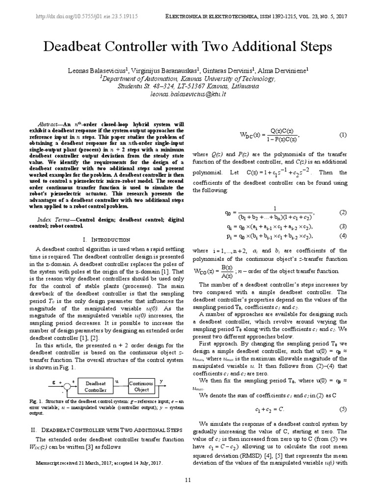 Deadbeat Controller With Two Additional Steps | PDF | Control Theory | Piezoelectricity