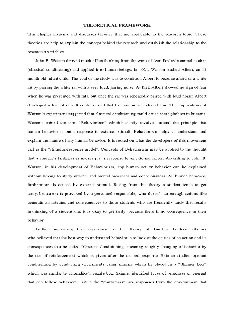 Theoretical Framework | PDF | Reinforcement | Behaviorism