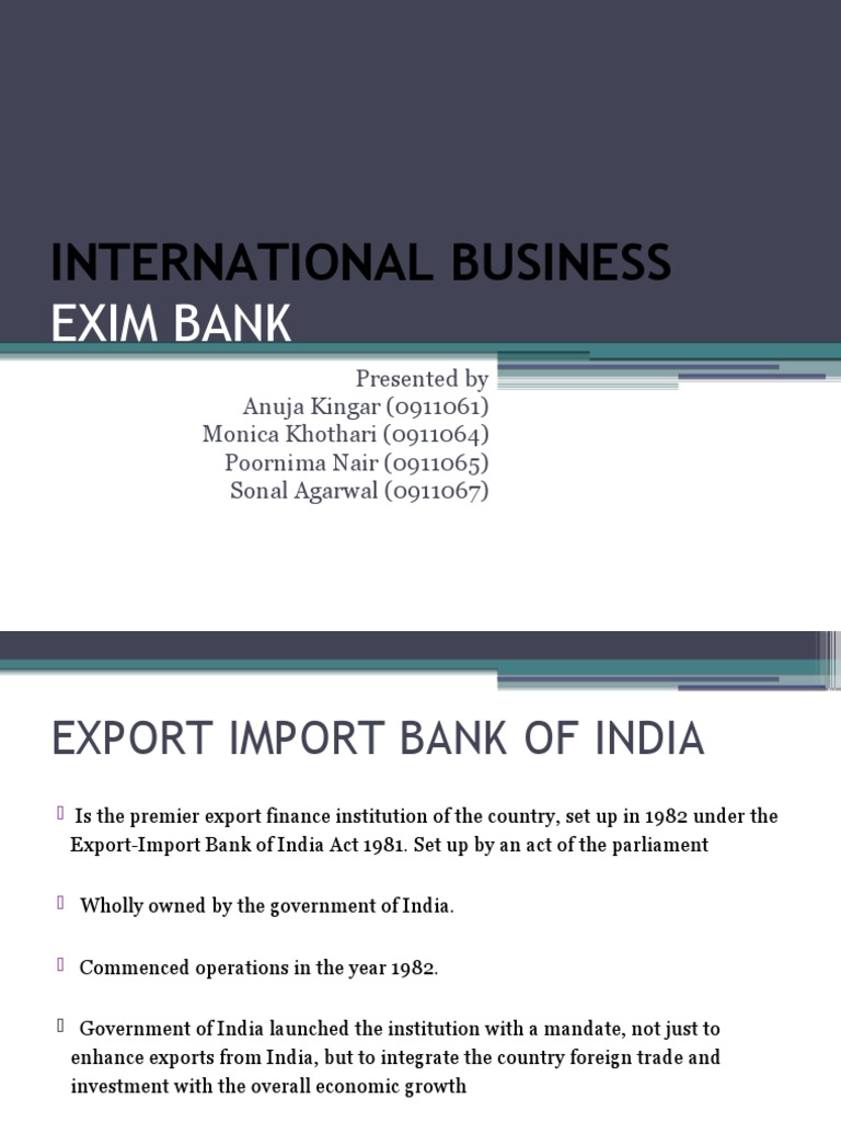 Ib - Exim Bank Functions | PDF | Finance & Money Management | Credit