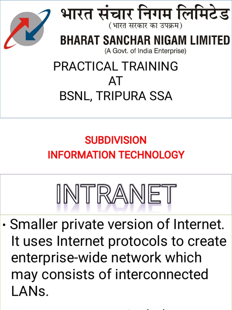 Intranet Technology Overview at BSNL | PDF | Wi Fi | Computer Network