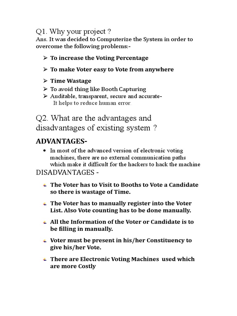 Q2. What Are The Advantages and Disadvantages of Existing System ...