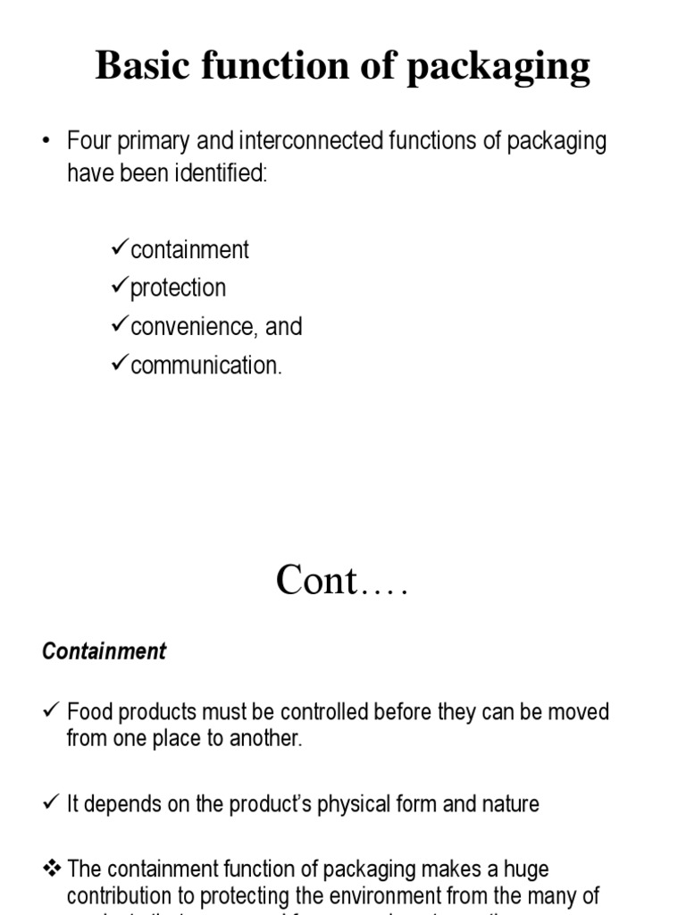 Key Functions of Food Packaging Explained | PDF | Packaging And ...