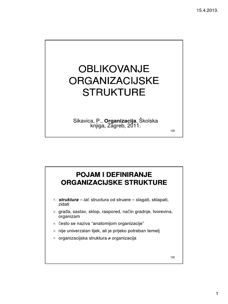 Oblikovanje Organizacijske Strukture - 7 | PDF
