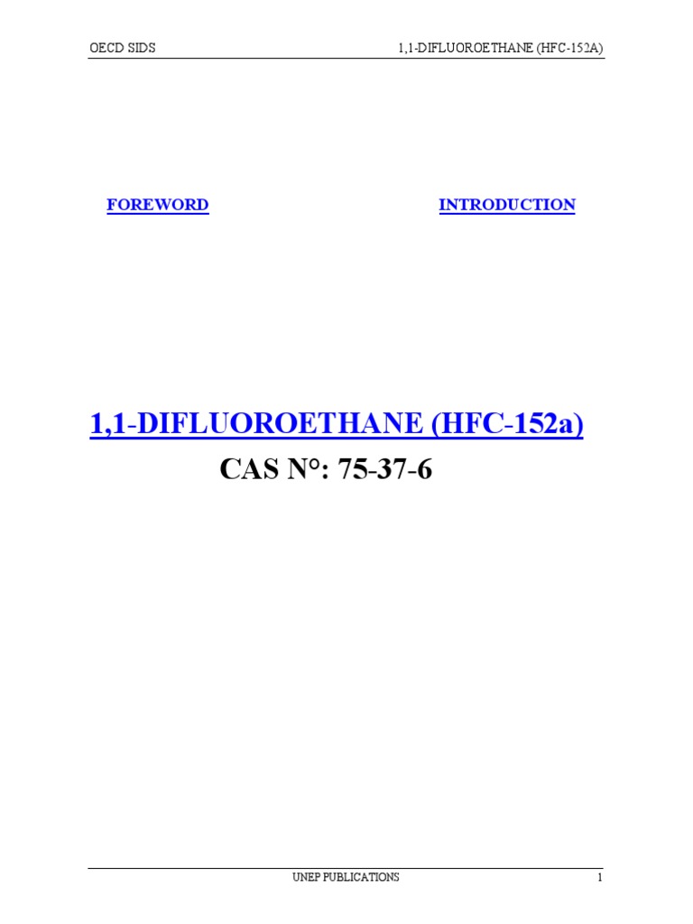 1,1-DIFLUOROETHANE (HFC-152a) : CAS N°: 75-37-6 | PDF | Mutagen | Toxicity