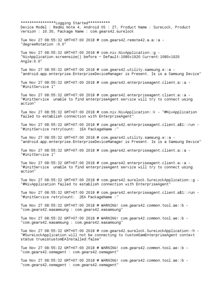SureMDM Log | Download Free PDF | Java (Programming Language) | Android (Operating System)