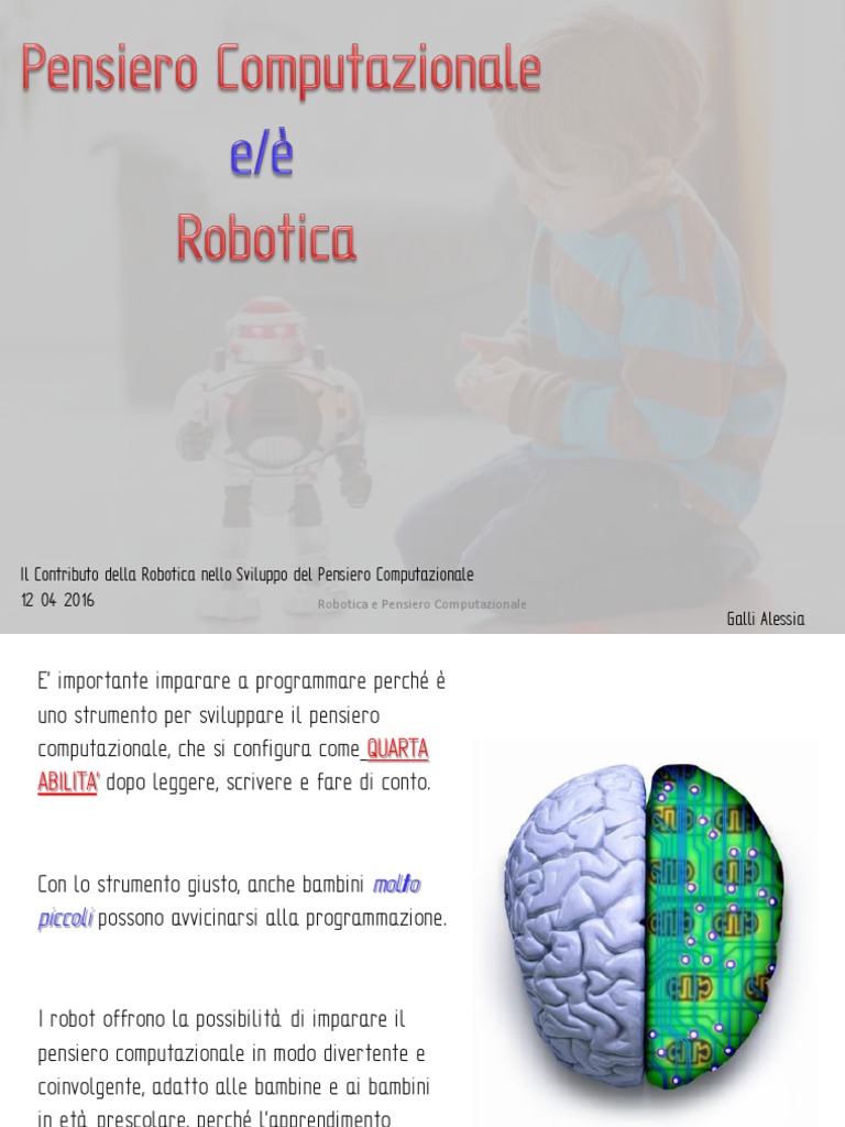 Robotica Educativa e Pensiero Computazionale | PDF