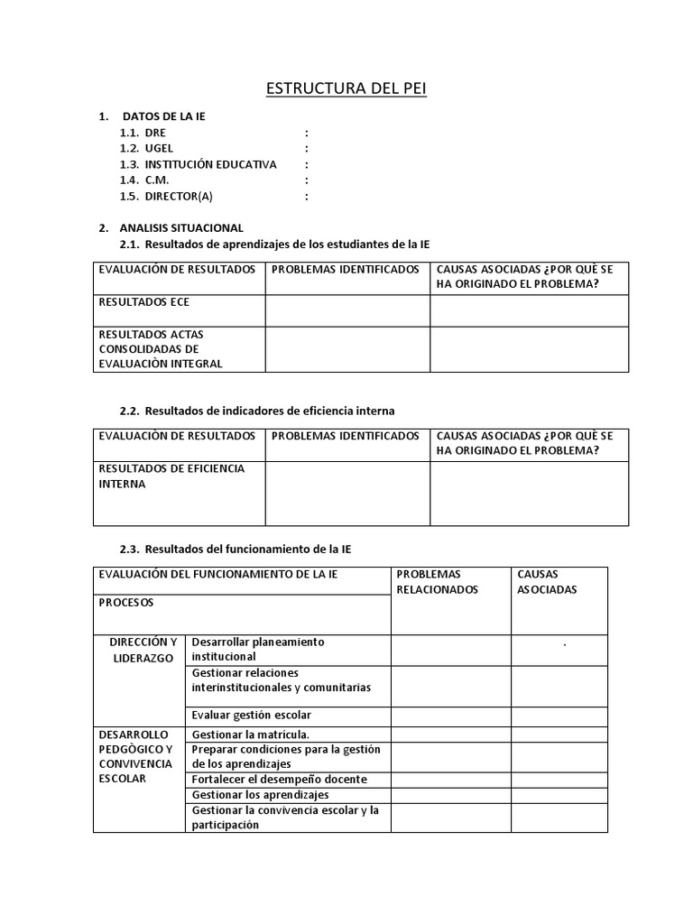 Estructura Del Pei 2018 | PDF | Maestros | Evaluación