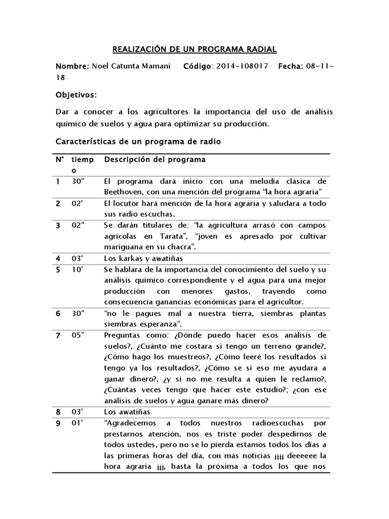 Realización de Un Programa Radial | PDF | Radio | Agricultura
