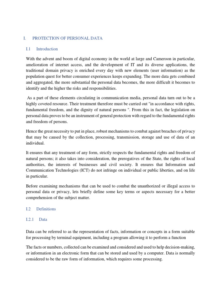 Protection of Personal Data | PDF | Personally Identifiable Information ...