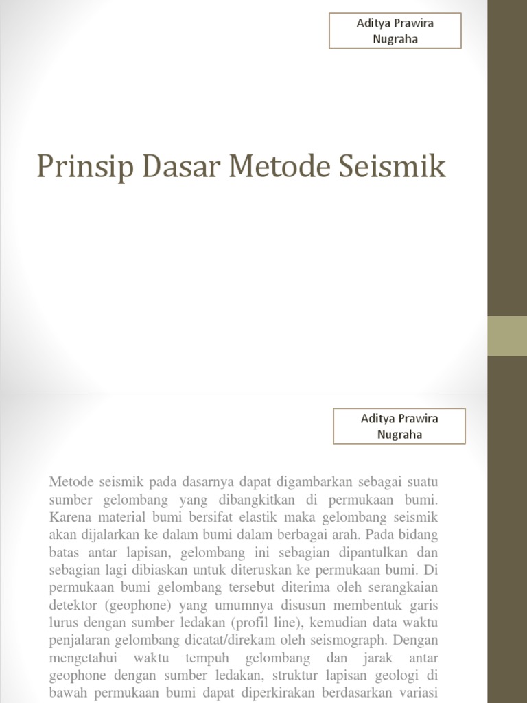 Prinsip Dasar Metode Seismik | PDF