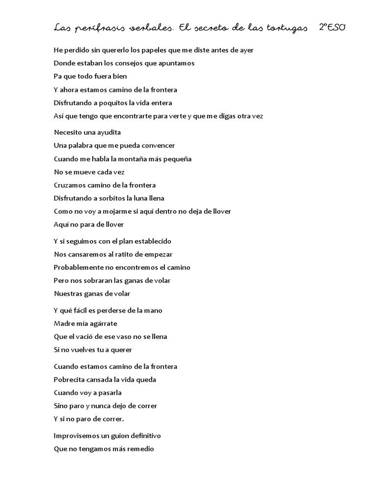 Las Perífrasis El Secreto de Las Tortugas | PDF | Poesía