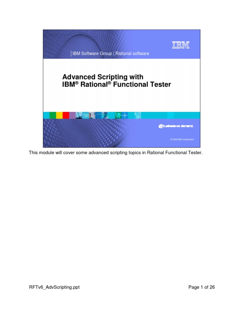 Advanced Scripting With IBM Rational Functional Tester | PDF ...